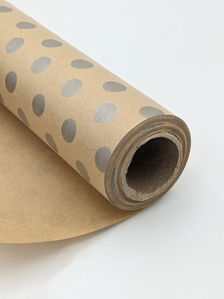 Silver Polka Dot Kraft Wrapping Paper – Ofelia And Co
